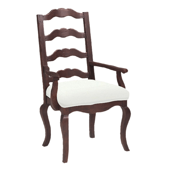 Ladderback Upholstered Seat Arm Chair